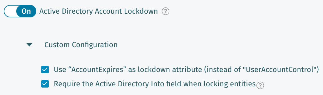 Account Lockdown Custom Configuration Options
