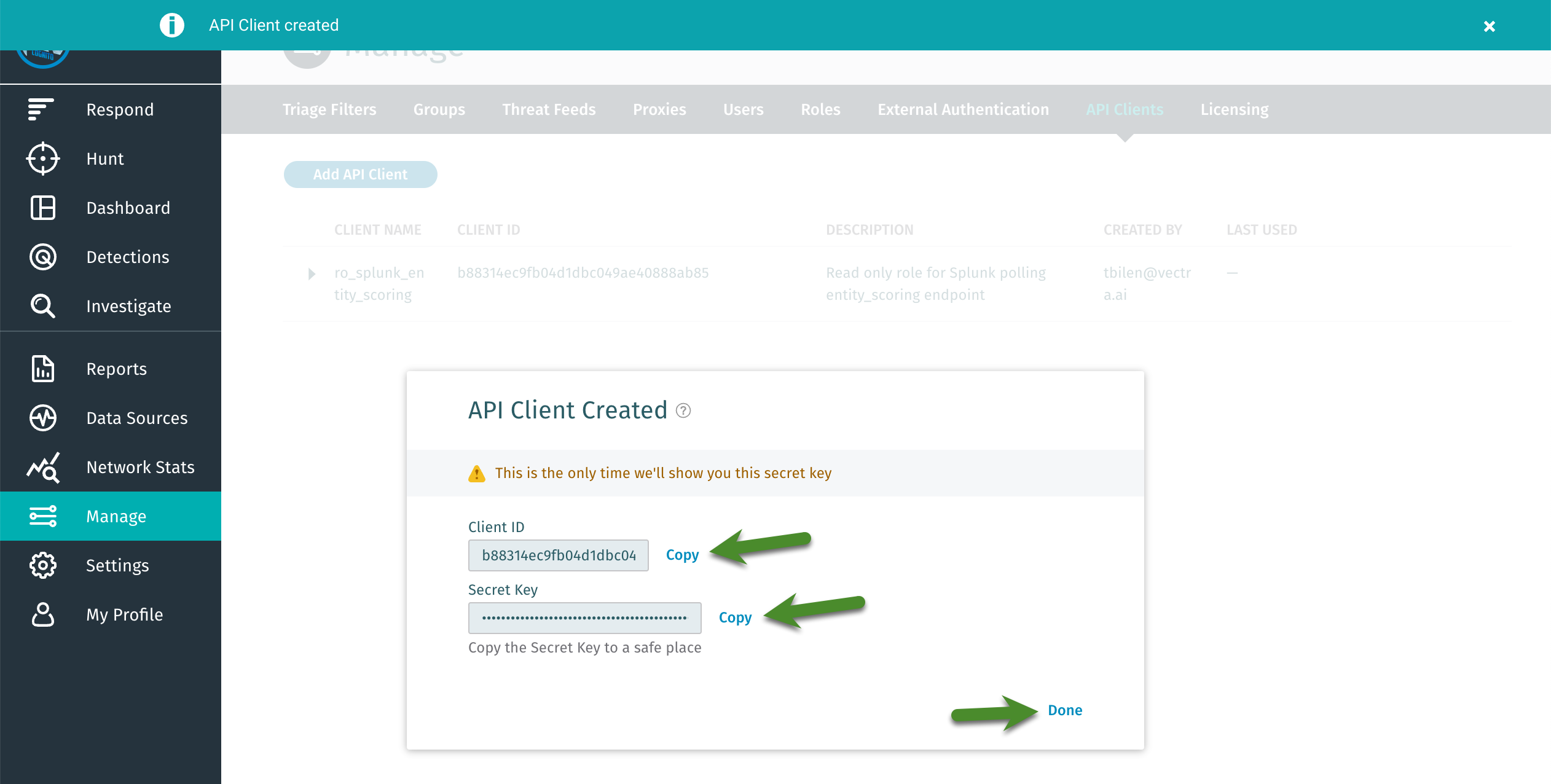 Splunk Integration Guide for Vectra XDR (Respond UX)